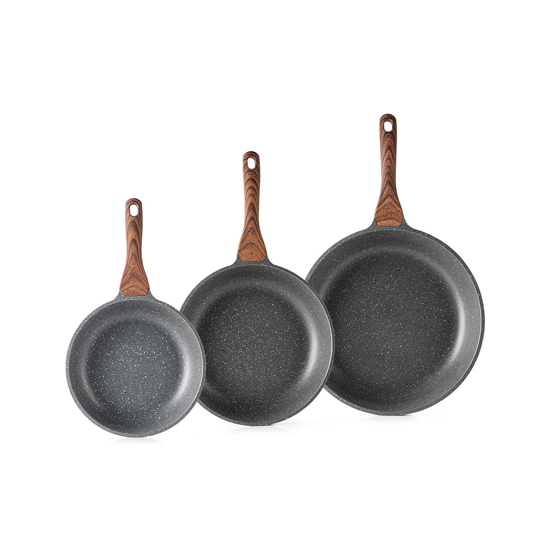 3-Piece Non Stick Pan Set, Swiss ILAG Granite Coating | Easy Clean ...