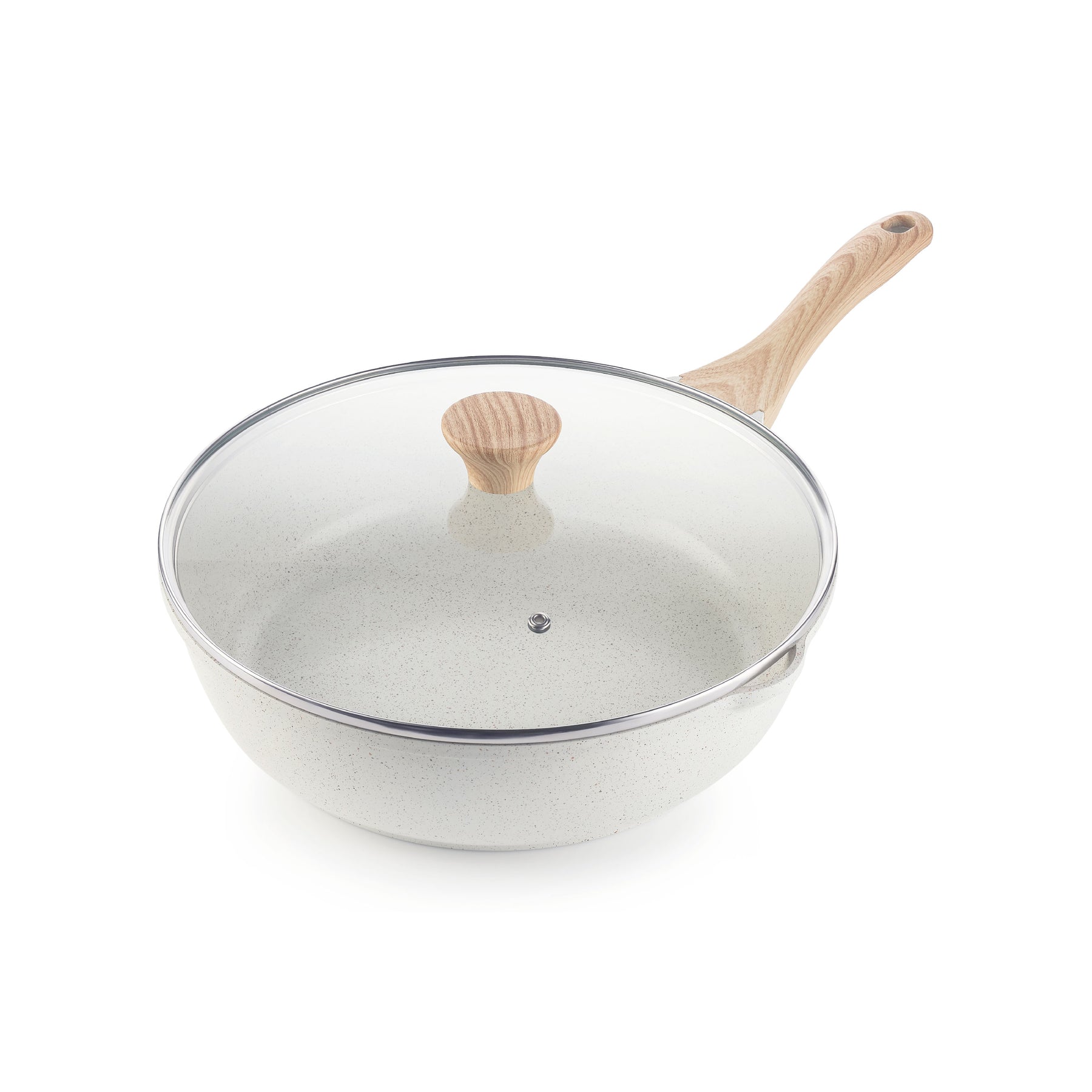 Non Stick Frying Pan | Deep Design, Glass Lid, Cool-touch Handle – Sensarte Cookware